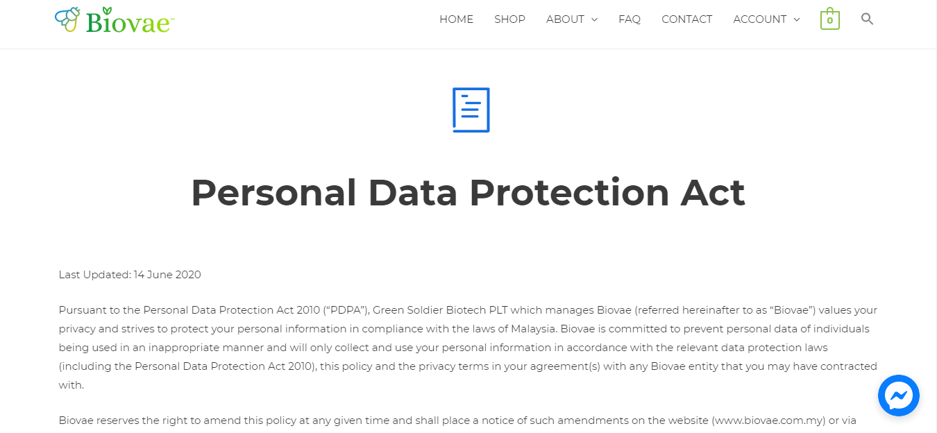 Personal Data Protection Act (PDPA) | Biovae
